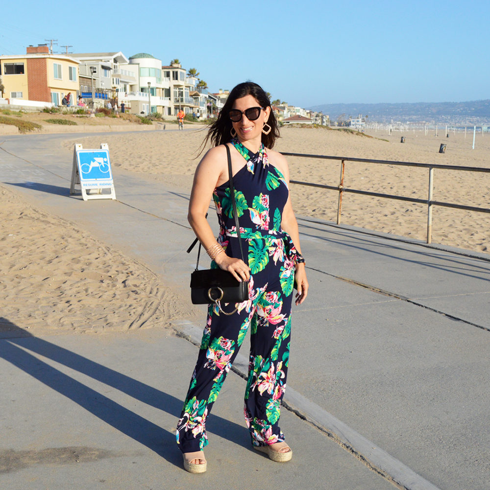 Windblown on the beach in a floral jumpsuit for summer – Bay Area ...