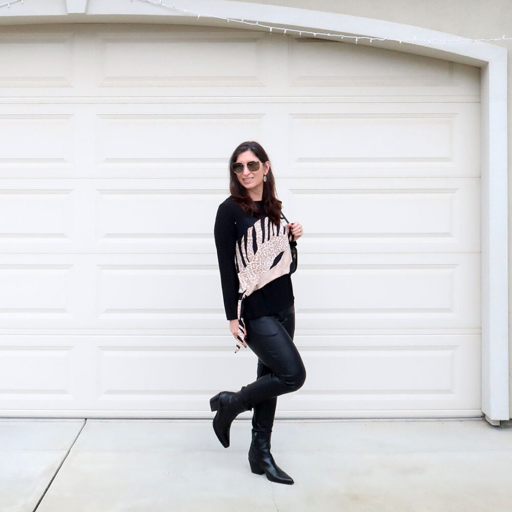 Liquid Leather pants and printed top – Bay Area Fashionista